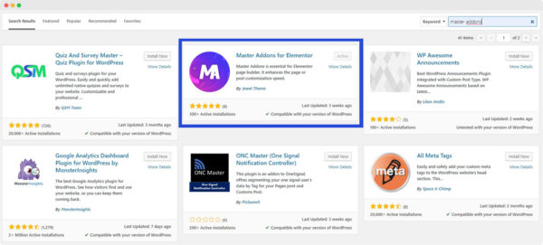 Master Addons For Elementor Plugin Installation Guide